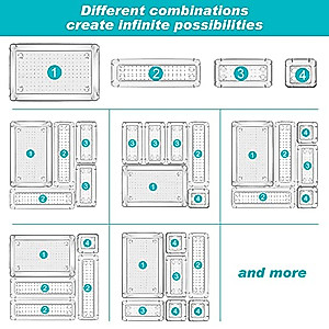 25 Piece - Non-Slip Drawer Organizer Bin Set- Clear bins