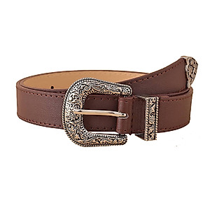 YCMI Women Western-Belts Vintage Leather Western Buckle Cowgirl Waist Belt for Jeans Pants Dresses (Coffe, Suit Waist Size 28"-39")
