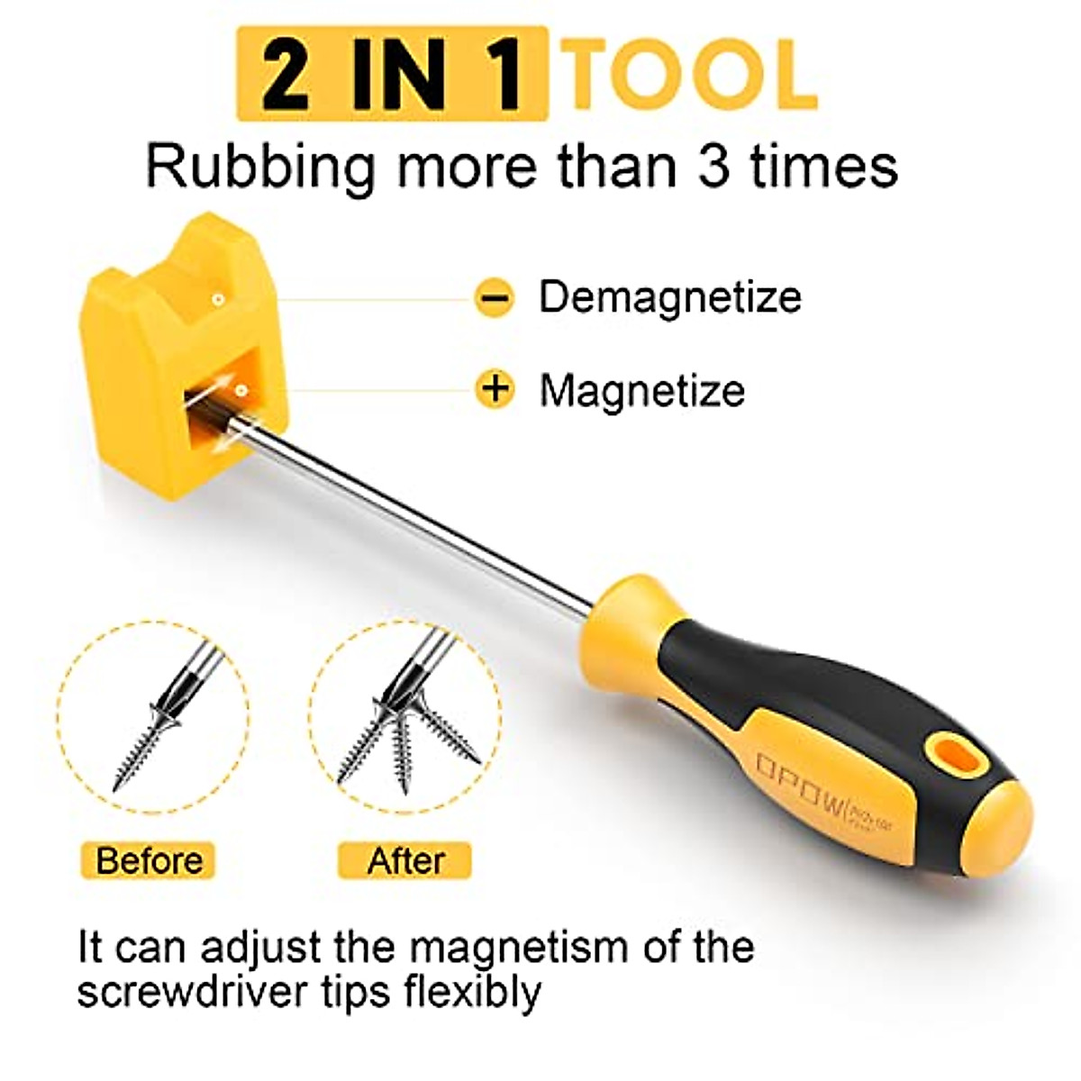 OPOW 12-Piece Magnetic Screwdrivers Sets with Storage Case, Professional Screwdriver Set Includes Flat, Phillips,Torx, Non-Slip for Repair Home Improvement Craft