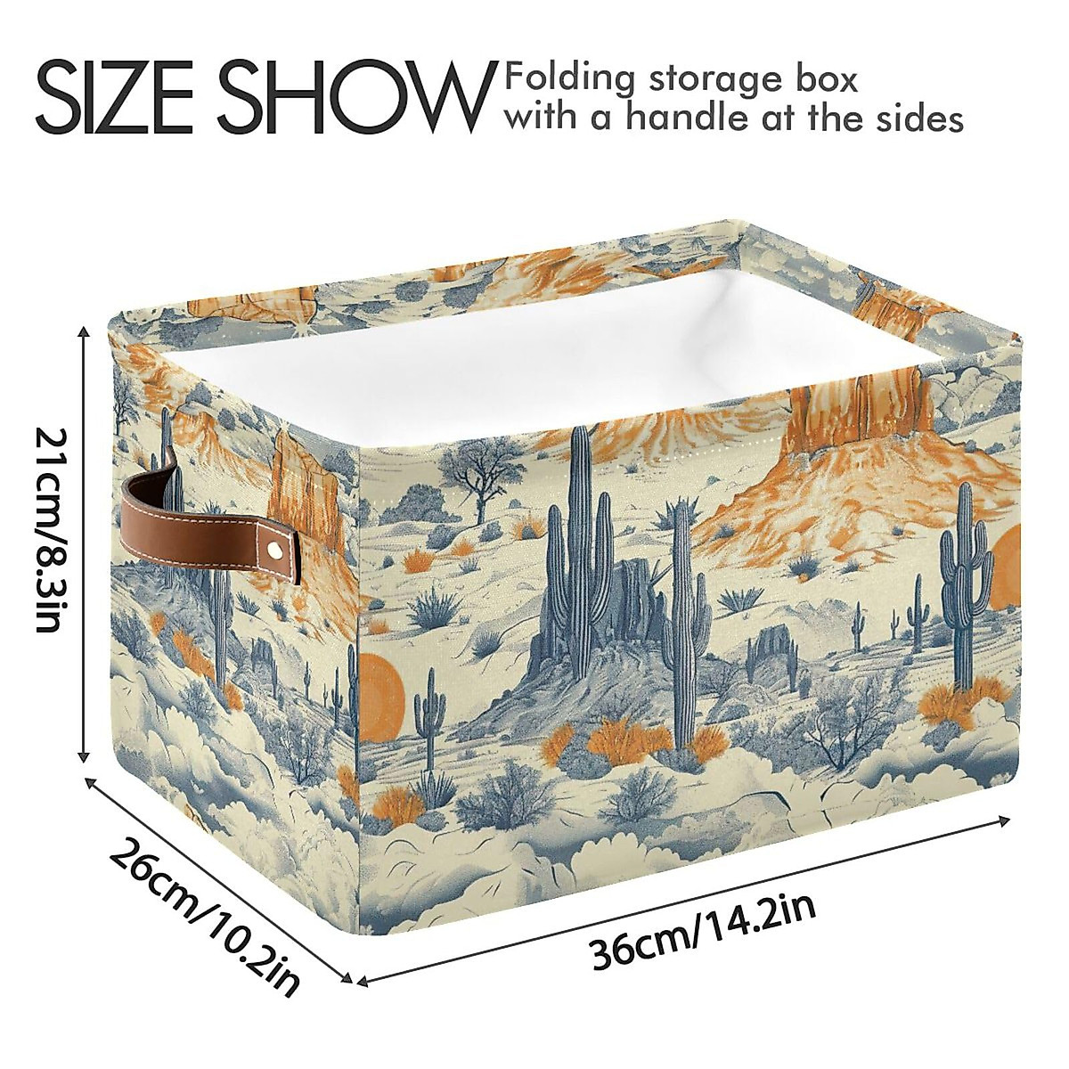 WELLDAY 1PCS Storage Basket Western Desert Large Foldable Storage Bin Cube Collapsible Organizer