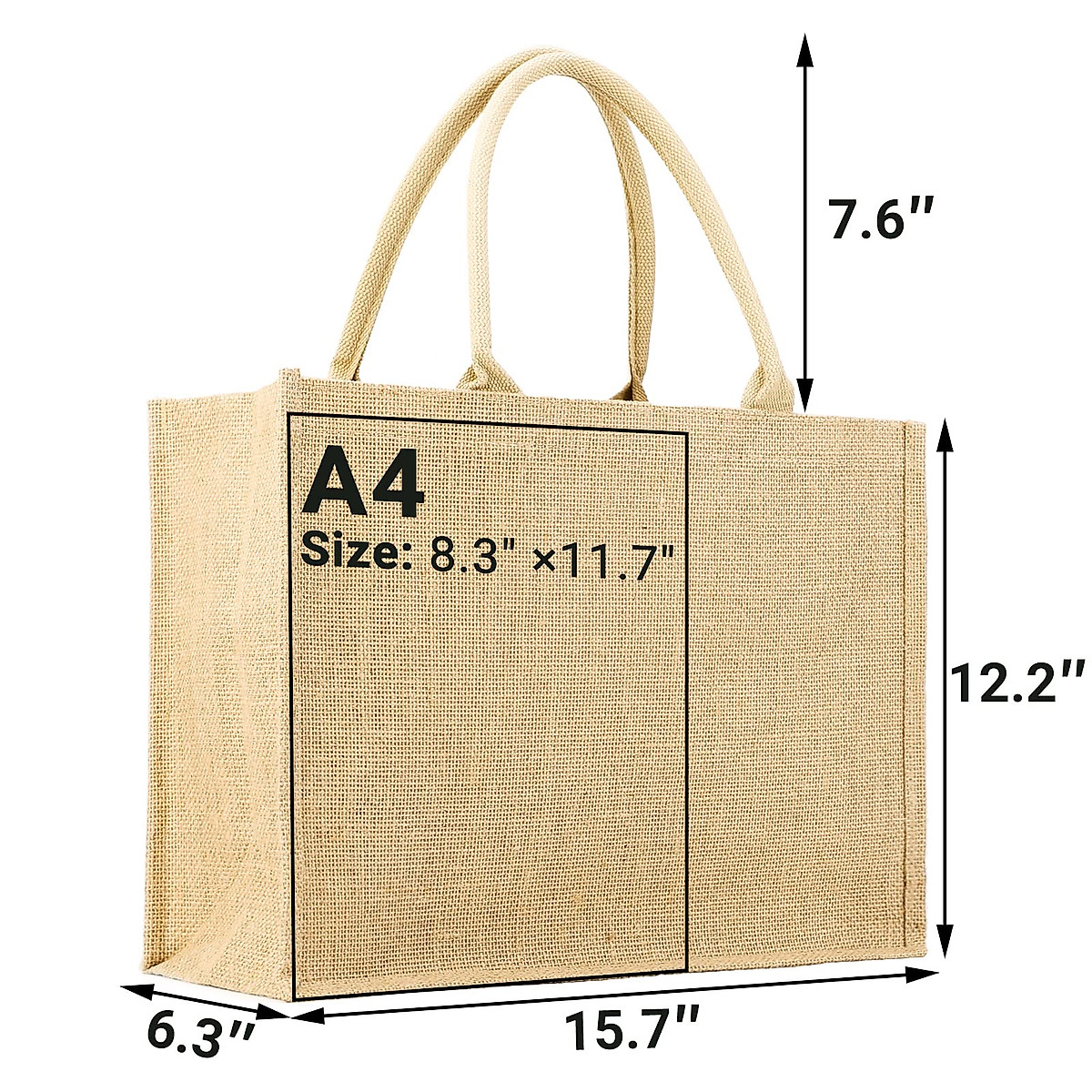 Offiper Burlap Bags with Handles, 6 Pack Large Jute Bags With Zipper Pocket, Grocery shopping Bag, Welcome Bag for Bridesmaid, Blank Tote for Beach Trip Bachelorette Party Wedding DIY Work Daily Use