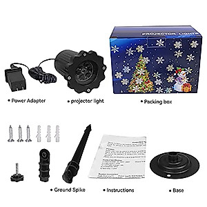 Snowfall LED Light Projector, Christmas Snowflake Rotating Projector Waterproof White Snow Effect Spotlight Outdoor Landscape Decorative Lighting for Patio, Garden, Halloween, Christmas, Holiday