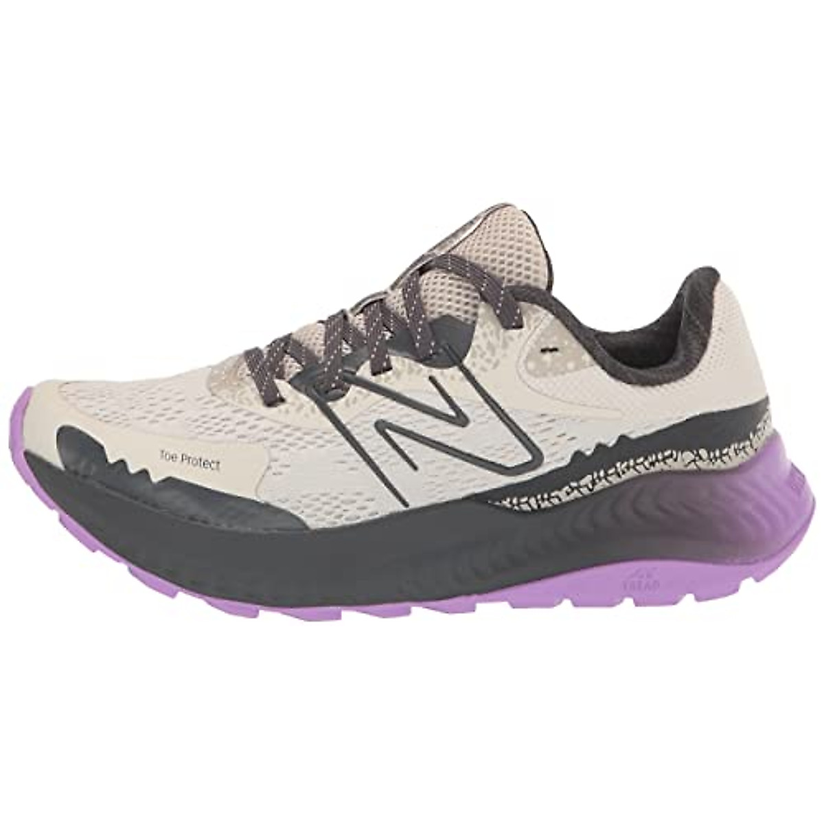 New Balance Women's DynaSoft Nitrel V5 Trail Running Shoe, Timberwolf/Phantom/Electric Purple, 8 Wide