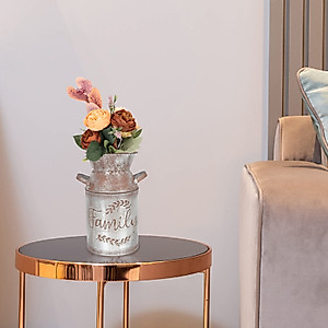 YARDWE Rustic Metal Flower Vase Farmhouse Vase Galvanized Milk Jug Flower Vase Decorative Planter Buckets for Home Garden Decor Brown