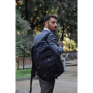 LIGHT FLIGHT Backpack for Men, Travel Backpack with USB Charging Hole, 17.3 Inch Laptop Backpack, School College Bookbag, Large Capacity Computer Backpacks, 40L Work Bag for Business, Black