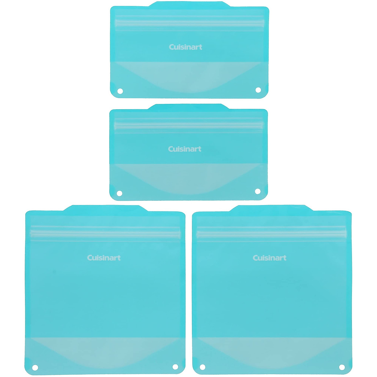 Cuisinart Reusable Food Storage Bags, 4 Pack Teal - Includes 2 Small and 2 Medium Bags