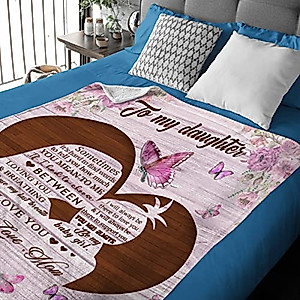Love Letter to My Daughter from Mom Butterfly Warm Throw Blankets Super Soft Fluffy Comfortable Flannel Fleece Cozy Plush Blanket for Couch Bed Travel Gifts 80“x60 Large for Adults