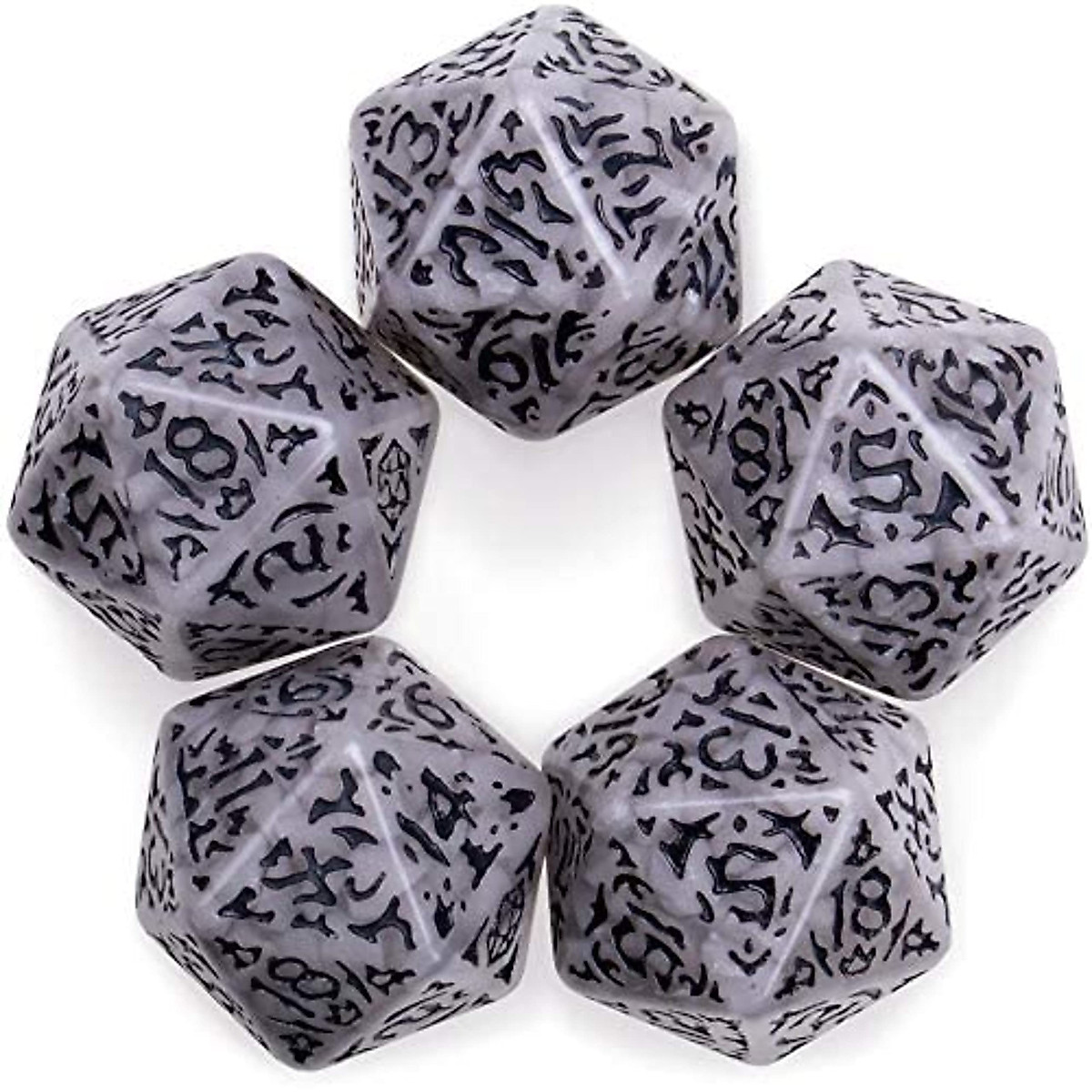 Wiz Dice Battle-Scarred D20 Dice - Jumbo DND Dice Set for Tabletop RPG Adventure Games - 20 Sided Dice, Suitable for Dungeons and Dragons, Magic The Gathering and Dice Games Alike - 25 mm - 5 ct