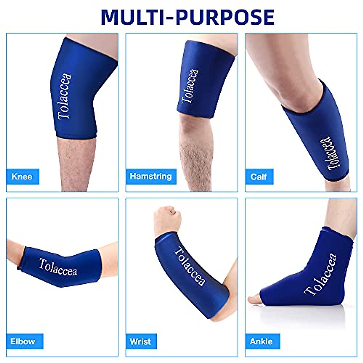 Tolaccea Hot & Cold Therapy Flexible Ice Packs Cold Therapy Compression Sleeve Reusable Gel Pack for Injury Cold Wrap for Knee Calf Elbow