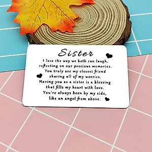Sister Engraving Wallet Card Sister Gifts from Sister Brother Soul Sisters Bestie Gift for Women Birthday Gifts for Little Sisters Friendship Gifts for Friend BFF Gifts Christmas Thanksgiving Present