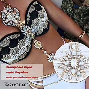 Zoestar Gorgeous Crystal Body Chains Sexy Bikini Necklace Waist Chain Jewelry for Women (Colorful)