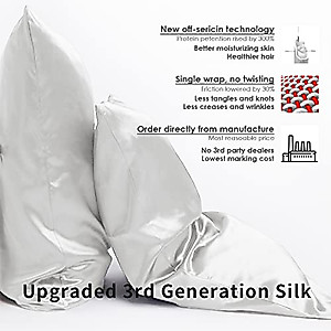PROMEED 23 Momme White Silk Pillowcase for Hair and Skin, 100% Natural Mulberry Silk Pillow Case for Sensitive Skin, Breathable and Soft Acne Pillowcase (Standard 20"x26", White)