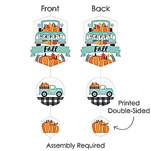 Big Dot of Happiness Happy Fall Truck - Harvest Pumpkin Party DIY Dangler Backdrop - Hanging Vertical Decorations - 30 Pieces