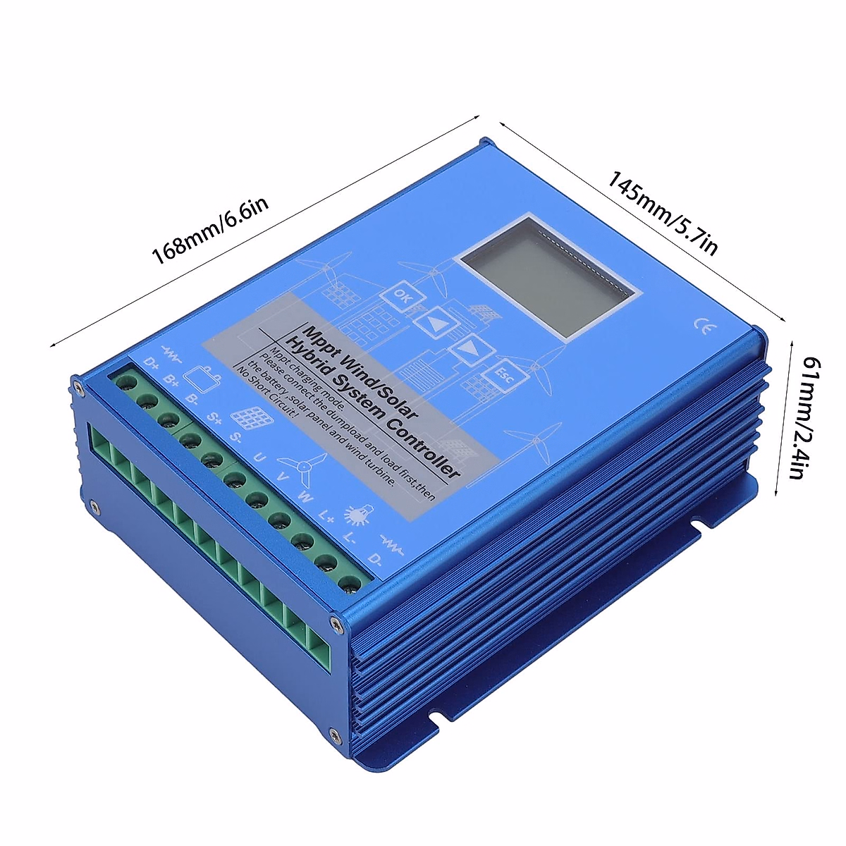 Solar Wind MPPT Charge Controller,4000W 12V 24V 48V 220V Wind Solar Hybrid Charge Controller Withauto Regulator for Home Use Windmill Turbine,24v