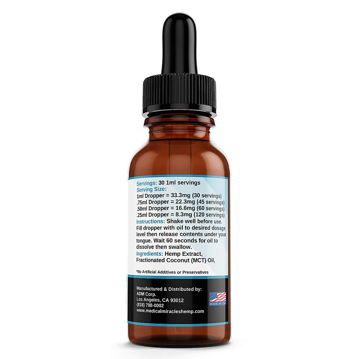 Medical Miracles Hemp Oil - Relief, Quick Healing, Maximum Strength, 100% Natural Tincture May Relieve Muscle, Joint, Knee, Nerve | Fast Acting, Extreme Power (1000mg Hemp Oil)