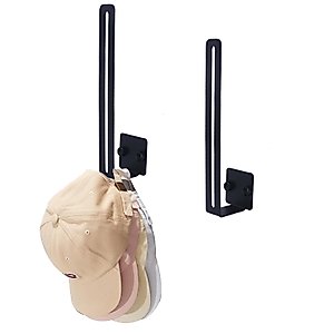 SYXUPUMI 2 Pack Hat Racks for Baseball Caps Wall，Adhesive Hat Organizer for Baseball Caps，Hat Holder for Closet Bedroom Storage，Space Saving Modern L -Shaped Hat Hooks Wall Mount