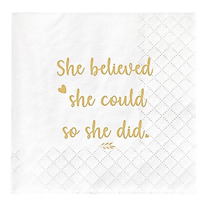 She Believed She Could So She Did Napkins, Graduation Napkins Decorations for Girls Her, College High School Graduation Party Decoration Gift, 2023 Graduation Party Decorations (4.5 x 4.5 In, 50Pcs)