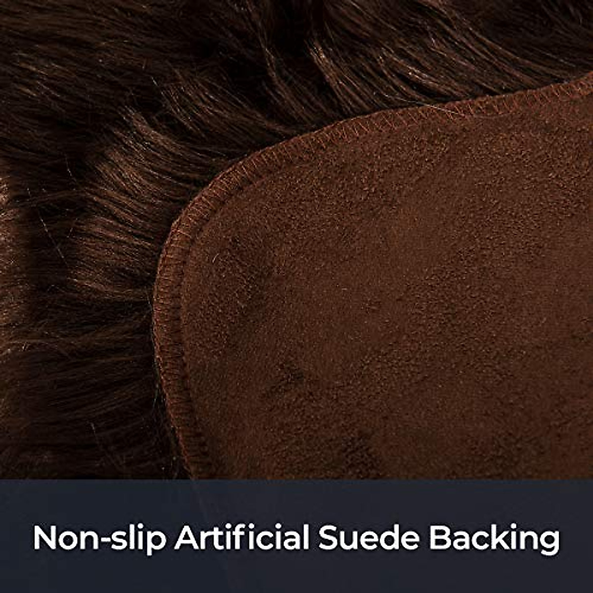 HYSEAS Faux Sheepskin Fur Area Rug Brown, 2x3 Feet, Fluffy Soft Fuzzy Plush Shaggy Carpet Throw Rug for Indoor Floor, Sofa, Chair, Bedroom, Living Room, Home Decoration