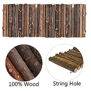 Hamiledyi Wooden Reptile Hideout Bearded Dragon Bendy Bridge Climbing Ladder Hiding Hut Reptiles Hide Cave Habitat Decor for Lizards Gecko Spiders Snakes Tortoise(L:20" x 11.8")