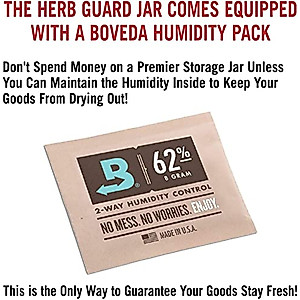 Herb Guard - 2 Oz Airtight Container & Smell Proof Jar (1 Liter) Humidity Pack Keeps Herbs Fresh for Months [3 Pack]