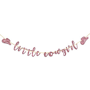 Talorine Little Cowgirl Banner, West Theme Baby Shower, Baby Girls 1st Birthday Banner, Pregnancy Announcement, Gender Reveal Mexican Party Decorations, Pink Glitter