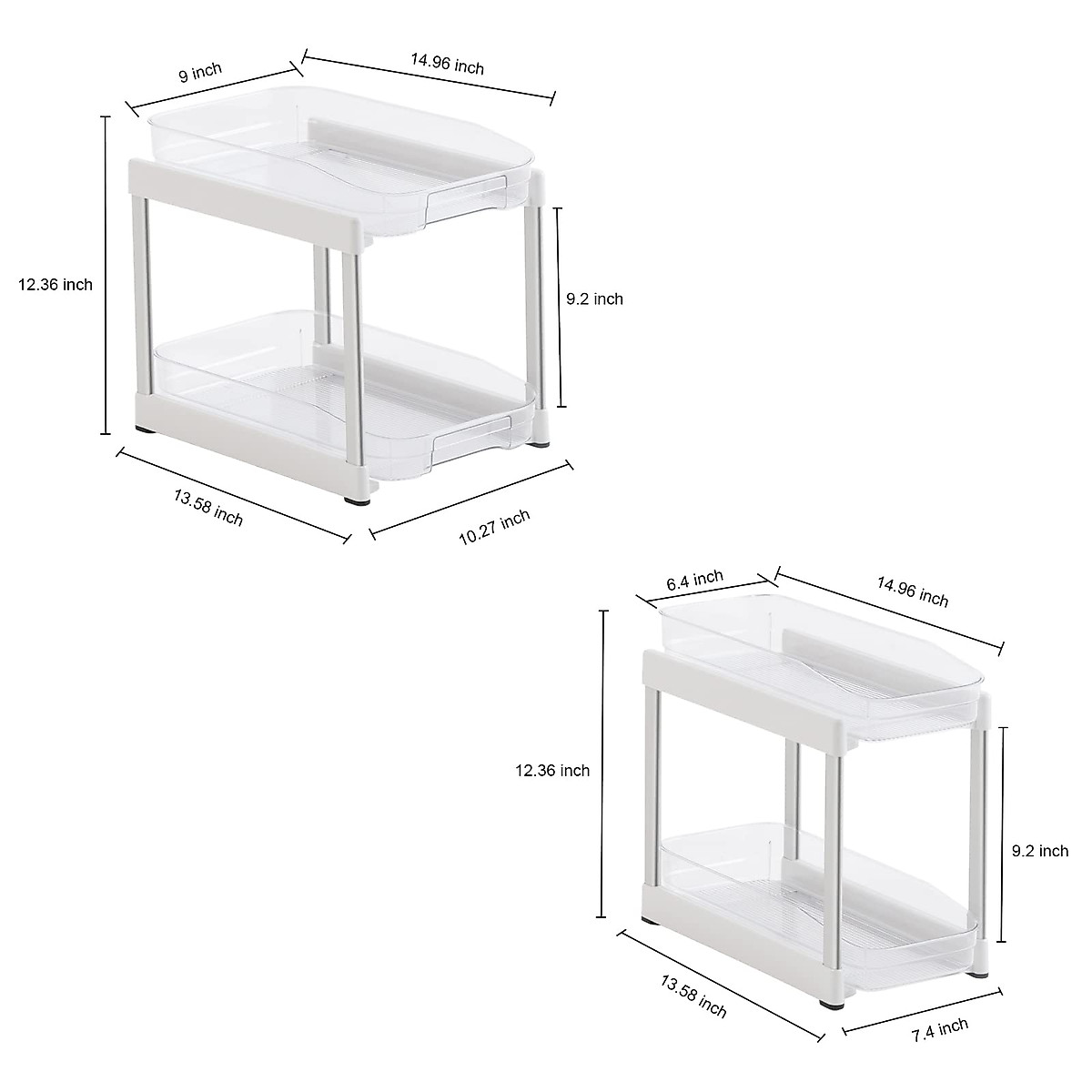 Under Sink Organizer, Bathroom Organizers & Storage, 2-Tier Organizer with Clear Sliding Baskets & Pull Out Drawer, Shelf Holder, Under Cabinet Storage for for Kitchen,Countertop,Office(Big Size)