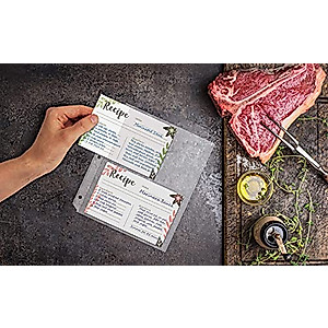 Better Kitchen Products Recipe Card Page Protectors, 100 Count, 4 x 6 inch Pockets, 2 Pockets Per Page, Recipe Book Pocket Page Refill Sheets, 8.5 x 6.9 Inches, 3-Hole Punched-100 Pack