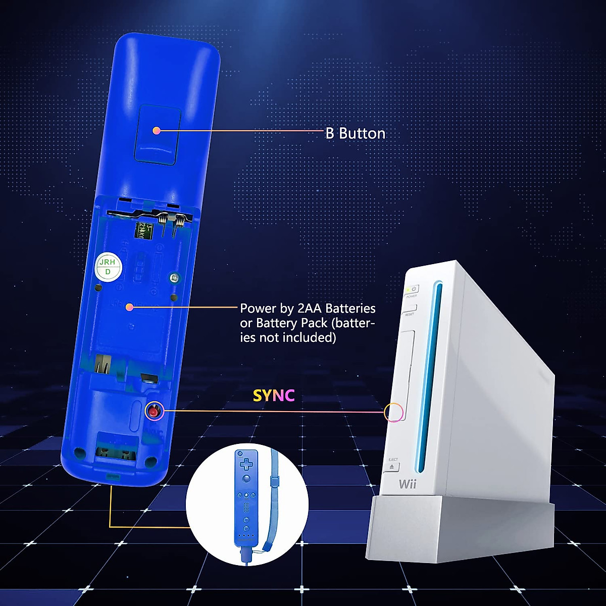 Yosikr Wii Controller 2 Pack, Wii Remote Controller with Silicone Case and Wrist Strap Compatible for Wii/Wii U (Red and DeepBlue)