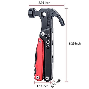 Goldenguy Multitool Claw Hammer,Multi Purpose Pliers Tool Cool Gadgets for Men Him,13 in 1 Survival Multitool,Camping Accessories, Car Valentine Gift for Friend