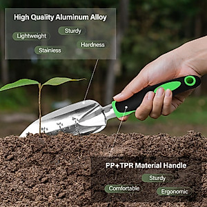 sungwoo Garden Tool Set 8 Piece, Heavy Duty and Lightweight Aluminium Alloy Tools with Ergonomic Handle, Storage Tote Bag, Gardening Hand Tools, Gardening Gifts for Women and Men Green