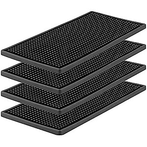 Rubber Service Bar Mat, Anti-slip12" x 6" Rubber Bar Spill Mat, 4 Pcs Premium PVC Pad for Kitchen, Restaurant, Countertop, Hotel, Beverages(4Pcs)