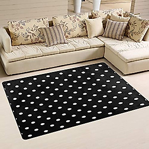 ALAZA Black White Polka Dot Area Rug Rugs Non-Slip Floor Mat Doormats Living Dining Room Bedroom Dorm 60 x 39 inches inches Home Decor