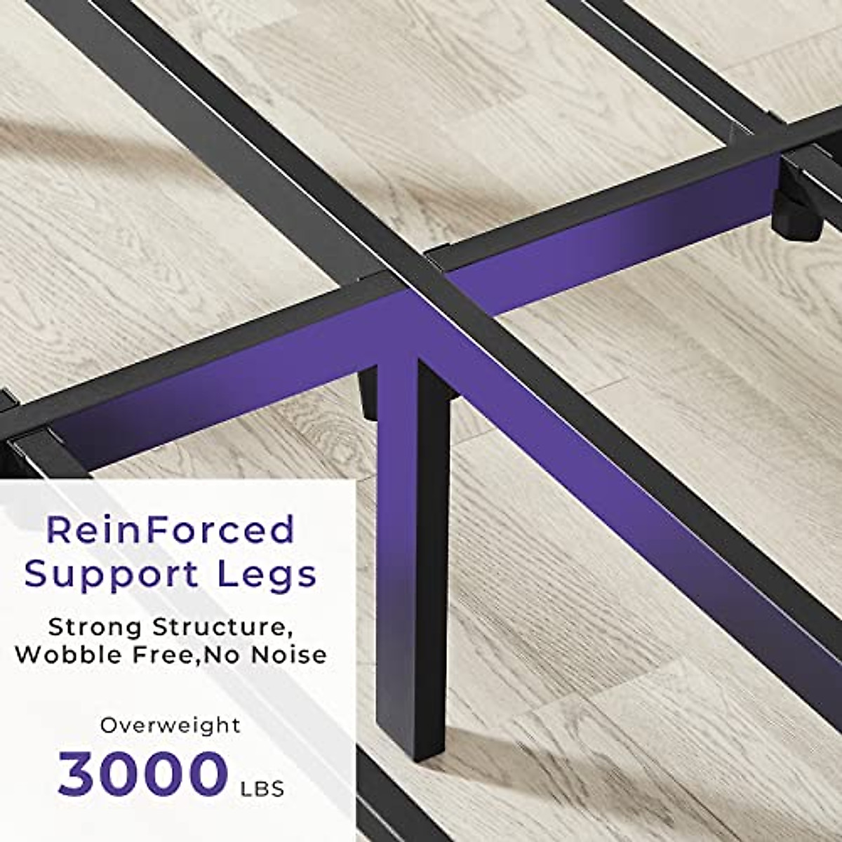 GreenForest Queen Bed Frame with Headboard Metal Platform Bed Heavy Duty No-Noise Steel Slats Support Mattress Foundation, No Box Spring Needed, Queen Size