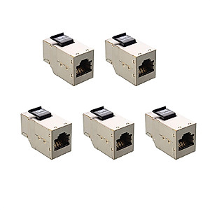 Cable Matters [UL Listed] 5-Pack 10Gbps Shielded Cat 6A Keystone Coupler (Shielded Cat6 Keystone Jack Coupler / RJ45 Ethernet Female to Female Keystone Jack) for Patch Panel, Wall Plate