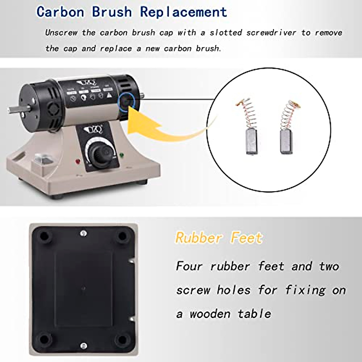 DZQ Jewelry Polisher w/Flex Shaft,Multifunctional Bench Grinder Sander 750W,Lathe Buffing Machine 10,000Rpm,Jewelry Buffer Polisher for Jewelry Making, Woodcrafting, Dental, Manual DIY 61Pcs Accs