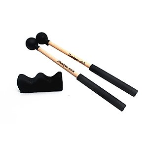 TUOREN 1 Pair Tongue Drum Mallets with Bracket Handpan Drum Sticks Rubber Mallet Percussion Instrument Accessory (Type A)