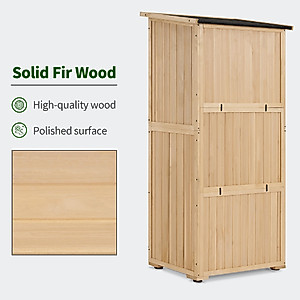 MCombo Wood Sheds & Outdoor Storage, Garden Tool Shed with Lock, Wooden Outdoor Storage Cabinet with Double Doors for Patio 1628 (Medium)