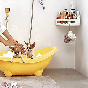 LEVERLOC Shower Caddy Suction Cup Corner Shower ShelfOne Second Installation Shower Basket Wall-Mounted Waterproof Shower Organizer Removable & Reusable