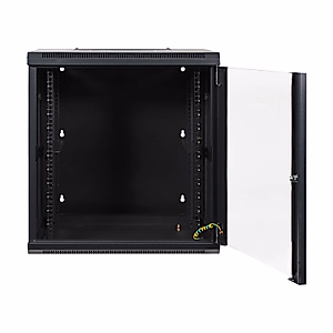 Aeons 12U Signature Double Section Wall Mount 19-inch Networking IT Cabinet Enclosure Hinged Swing Out 24-inch Depth Glass Door (Fully Assembled)