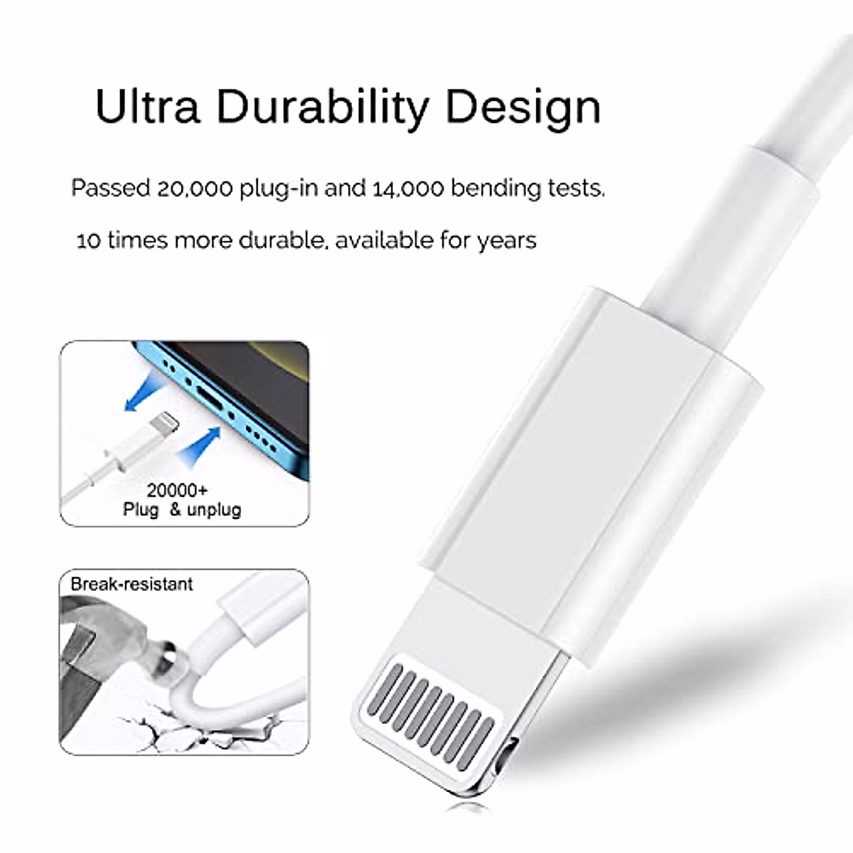 iPhone Charger Cord Lightning Cable [MFi Certified] 6ft/6ft/10ft 3 Pack Apple Chargers for iPhone Fast iPhone Charging Cable Compatible for iPhone 14 13 13Pro 12 11 Max XS XR X SE iPad and More