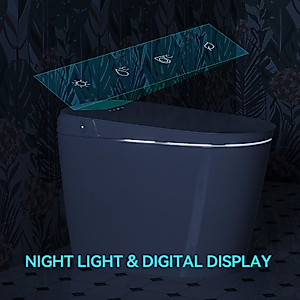 R&T Smart Toilet With Bidet Built In, One-piece Intelligent Toilet for Bathroom with Auto Flushing, Foot Sensor, Elongated Heated Bidet Seat, Remote Control Warm Water, Warm Air Drying Toilet