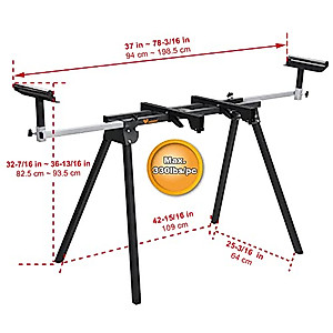 WORKESS Light Weight Universal Miter Saw Stand 330 Lbs Load Capacity Black and Grey WK-MS050B Single Pack