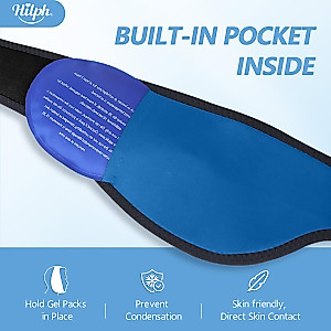 Hilph Wisdom Teeth Recovery Ice Pack Head Wrap. Adjustable Jaw Strap with 4 Replacement Hot Cold Packs for Dental, Chin, TMJ Relief, Oral Surgery, Tooth Extraction & Teeth Removed, Tonsillectomy Blue