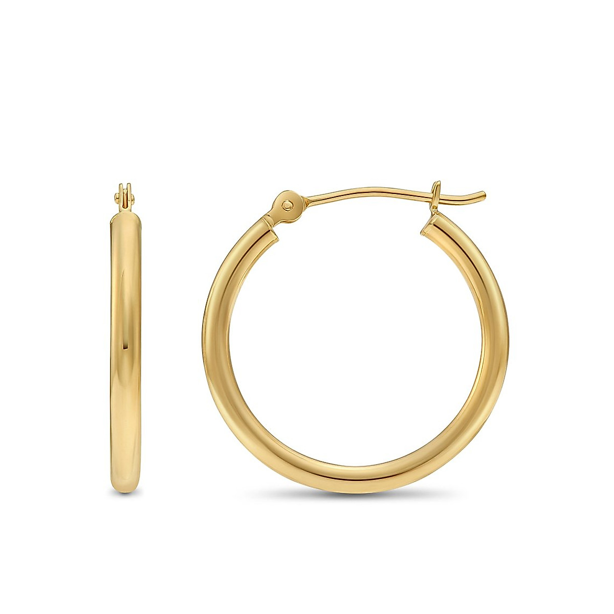 14k Yellow Gold Polished Round Hoop Earrings, 20mm (0.78 inch Diameter)…