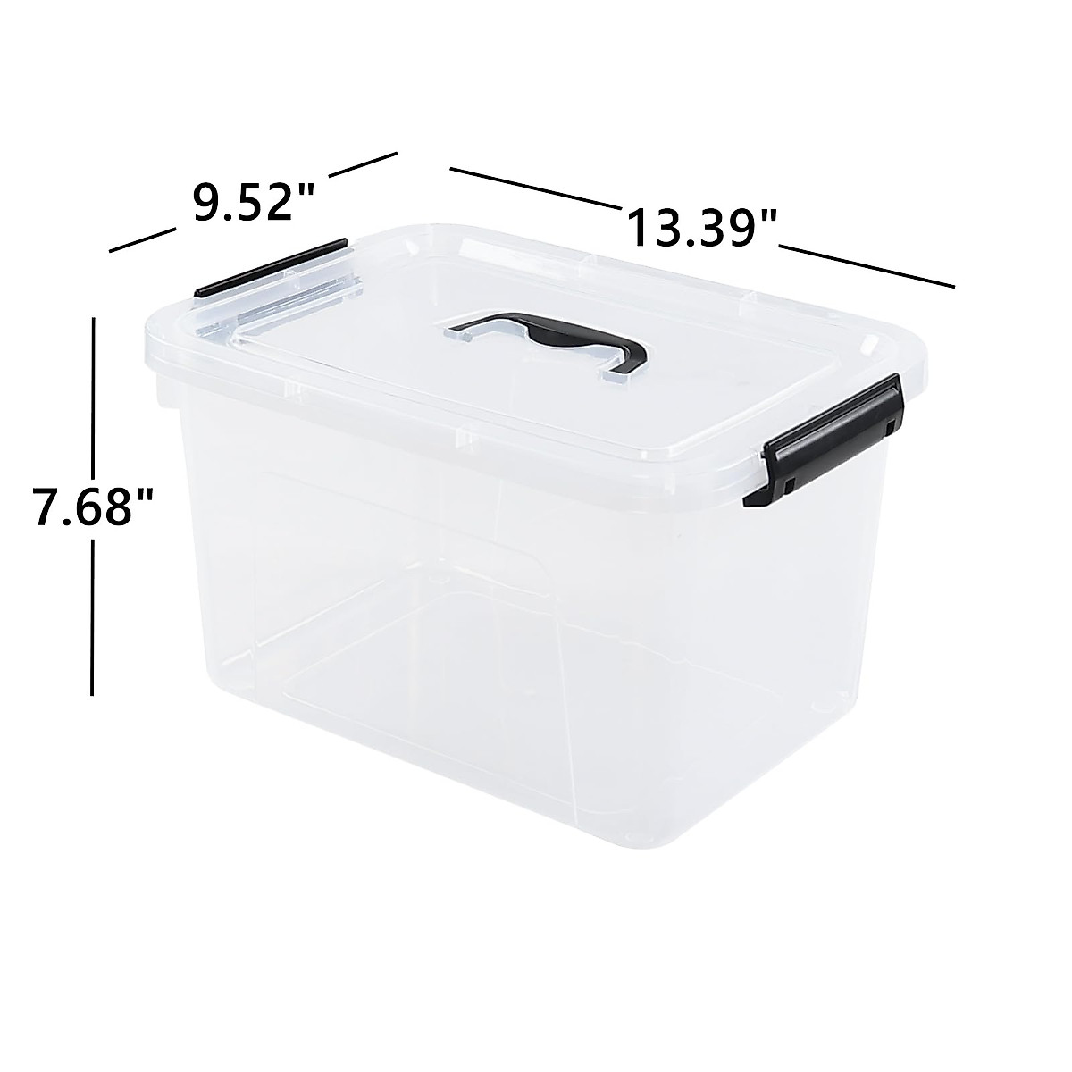 Quickquick 12 Quart Plastic Storage Box with Handle, Clear Plastic Lidded Storage Latch Box, 4 Packs