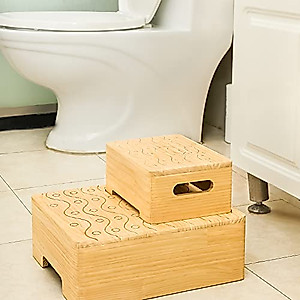 VITEVER Toddler Step Stool, Wooden Two Step Stool for Kids, Stackable and Non Slip Base Kids Step Stool for Bathroom, Potty Training, Kitchen, Bedroom