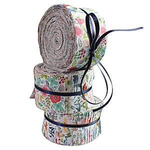 Jelly Roll Fabric Strips for Quilting 2.5 Inch Precut Floral Quilt Fabric Strips Roll Up Cotton Fabric Quilting Patchwork Roll 42Pcs …