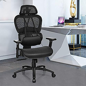 POWERSTONE Ergonomic Office Chair - High Back Computer Chairs with Adjustable Headrest Armrests and USB Massage Lumbar Support Gaming Chair 140°Reclining Breathable Mesh Back