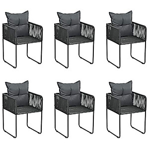 WFAUIBR Dining Set 7 Piece Patio， Patio Furniture Set ，Lawn Chairs Set ，The Patio Set is Perfect for a Small Backyard or Balcony, and Serves as a Relaxing Place to Enjoy time Outdoors，Black/B