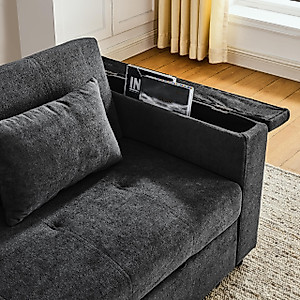 ERYE 4 in 1 Multifunctional Convertible Loveseat Sleeper Sofa Bed,Soft Chenille Tufted Love Seats Sofabed W/Pull Out Sleep Couch,Armrests Storage,Cupholders,USB Ports,Pillows and Side Pockets